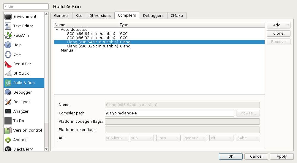 Qtcreatorbug 12916 Cmake Invocation Ignores Qtcreator Selected Compiler Qt Bug Tracker